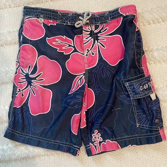 GAP | Swim | Y2k Gap Swim Trunks Hawaiian Tropical Flowers Floral Blue ...